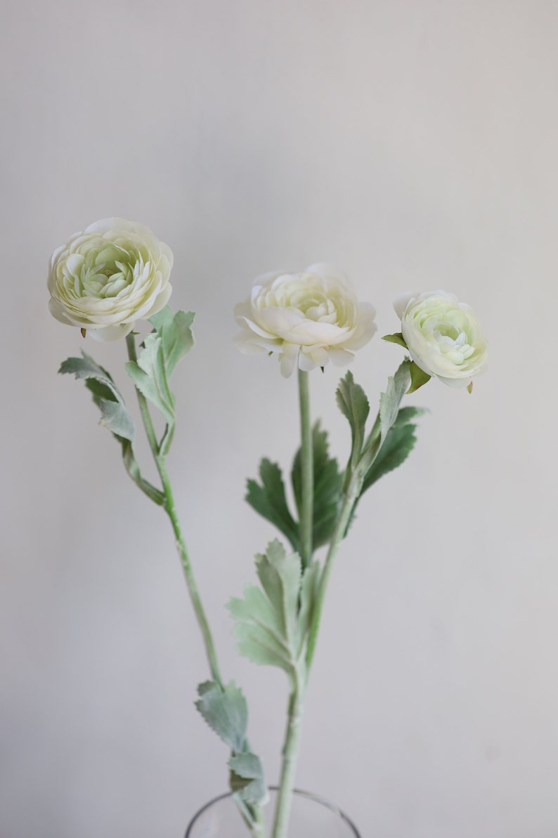 18.5" Faux Light Champagne Ranunculus, Peach Ranunculus, Artificial ...
