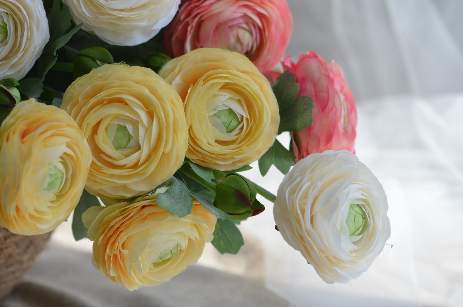 Luxe Faux Ranunculus, Silk Ranunculus, Artificial Flowers Arrangement ...