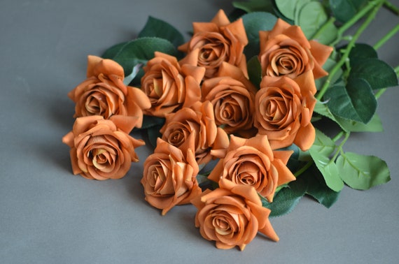 Burnt Orange Roses Burnt Orange Flowers Burnt Orange Decor | Etsy
