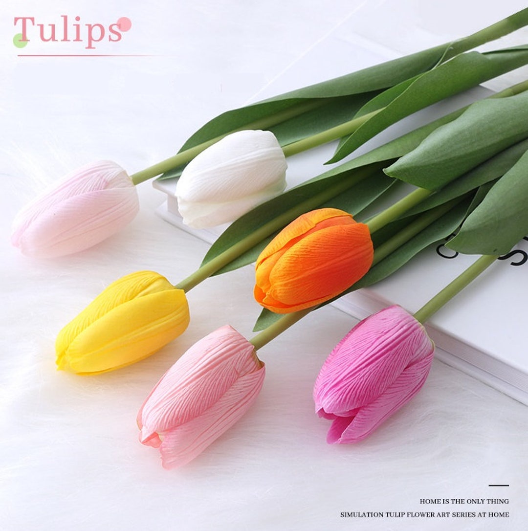 6 Colors! 10PCS Real Touch Tulips, Artificial Tulips, Artificial ...
