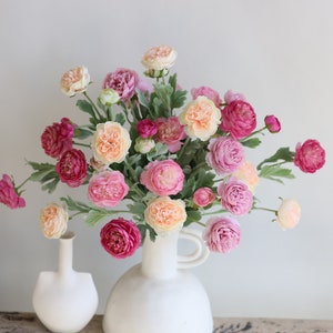 20" Faux Ranunculus, Artificial Ranunculus, Fake Ranunculus, Silk ...