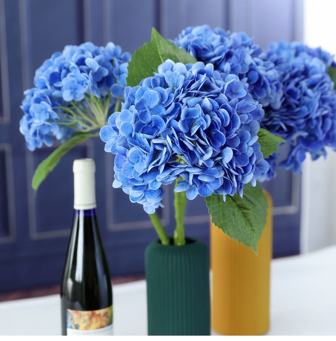 20" Real Touch Blue Hydrangea, Artificial Hydrangea, Faux Blue ...