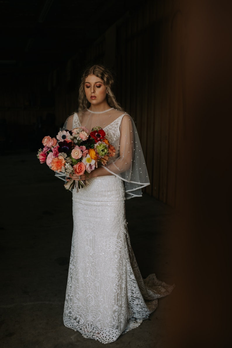 Pearl Cape Pearl Long Cape Pearl Cover-up Bridal Cape Plus | Etsy