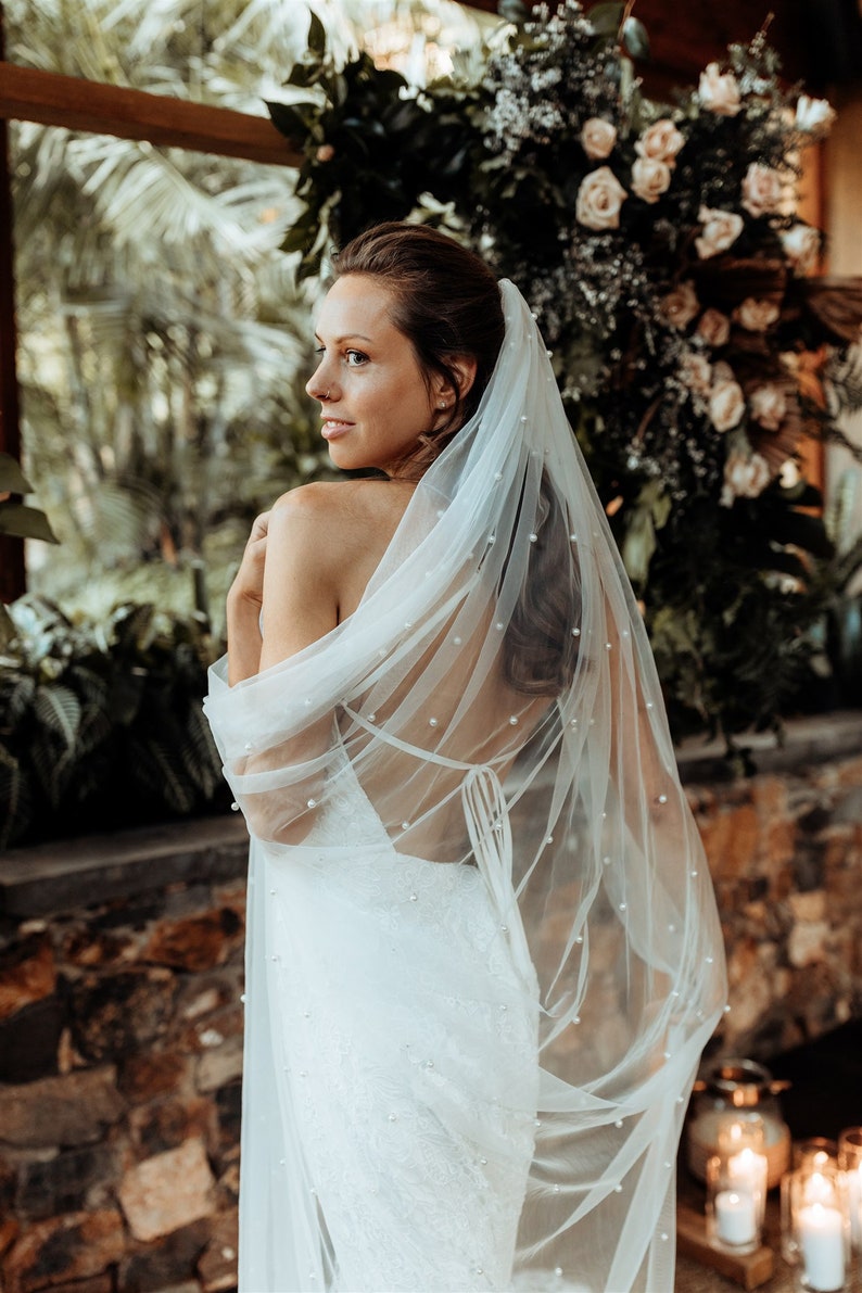 Pearl Veil Veil With Pearls Veil Wedding Veil Wedding | Etsy
