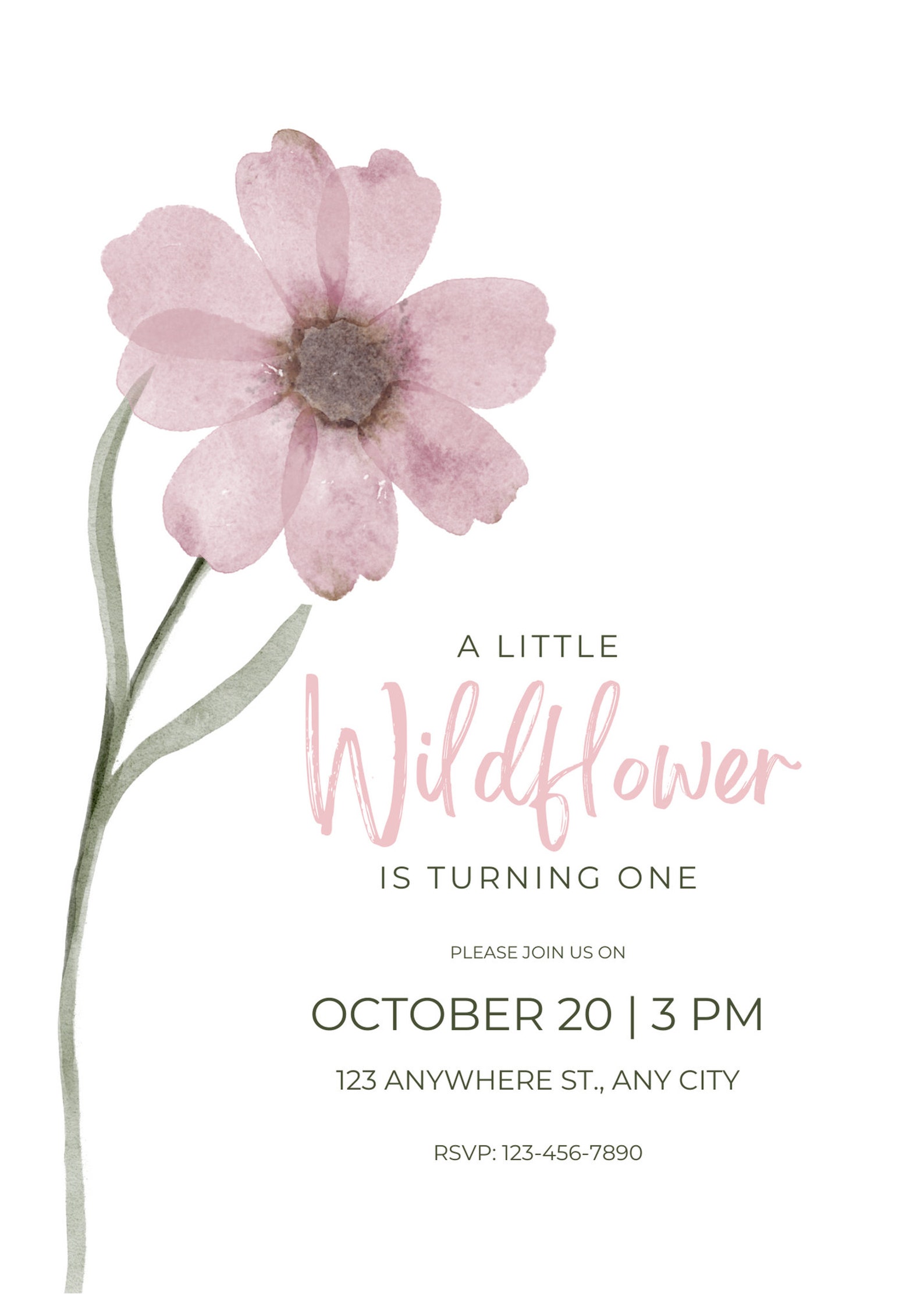 Watercolor Flower Birthday Invitation - Editable | Flower First ...