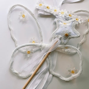 Daisy Bundle - Fairy Wings, Daisy Flower Crown and Matching Wand - Etsy