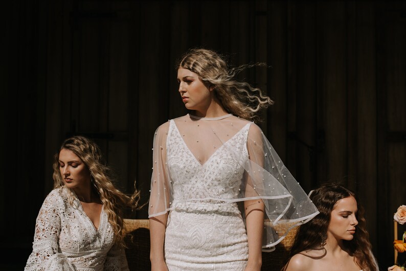 Pearl Cape Pearl Long Cape Pearl Cover-up Bridal Cape Plus | Etsy