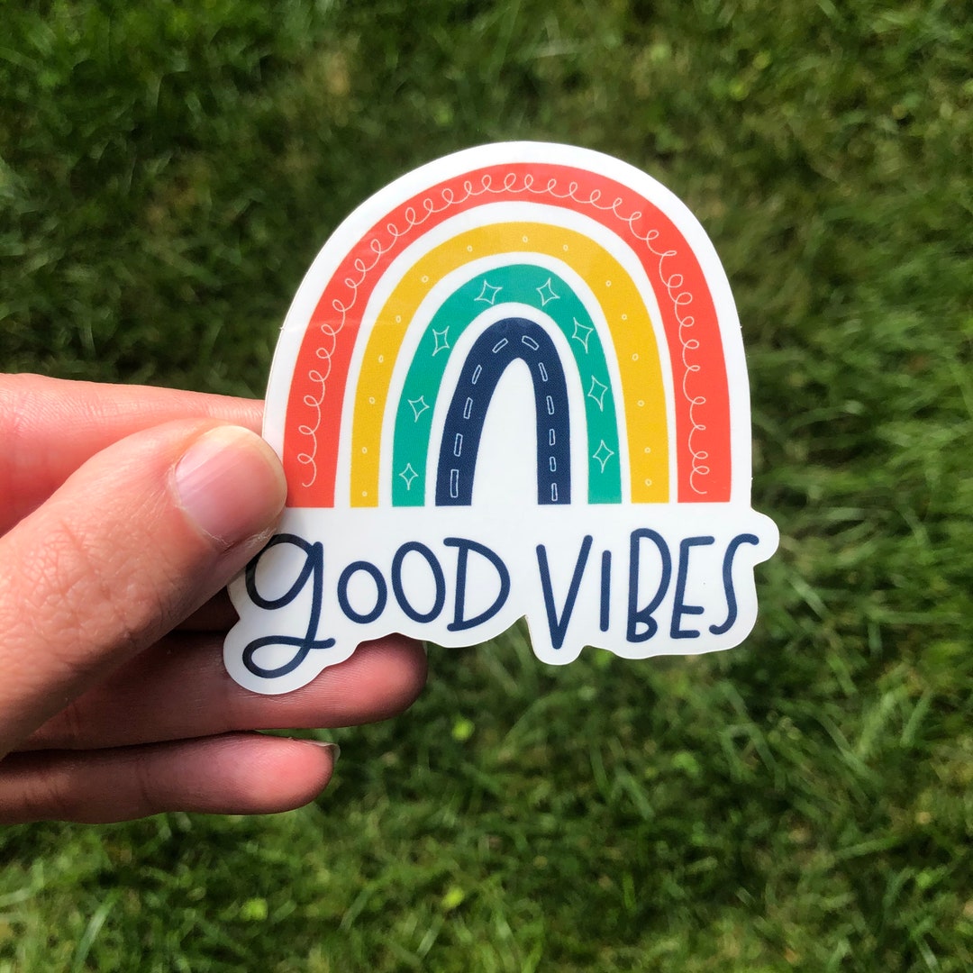 Good Vibes Sticker Positivity Good Vibes Rainbow Water Bottle Stickers ...