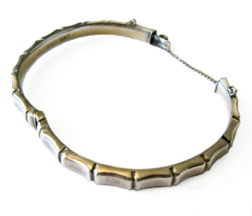 Vintage Sterling Silver Bamboo Design Bangle Bracelet - Etsy