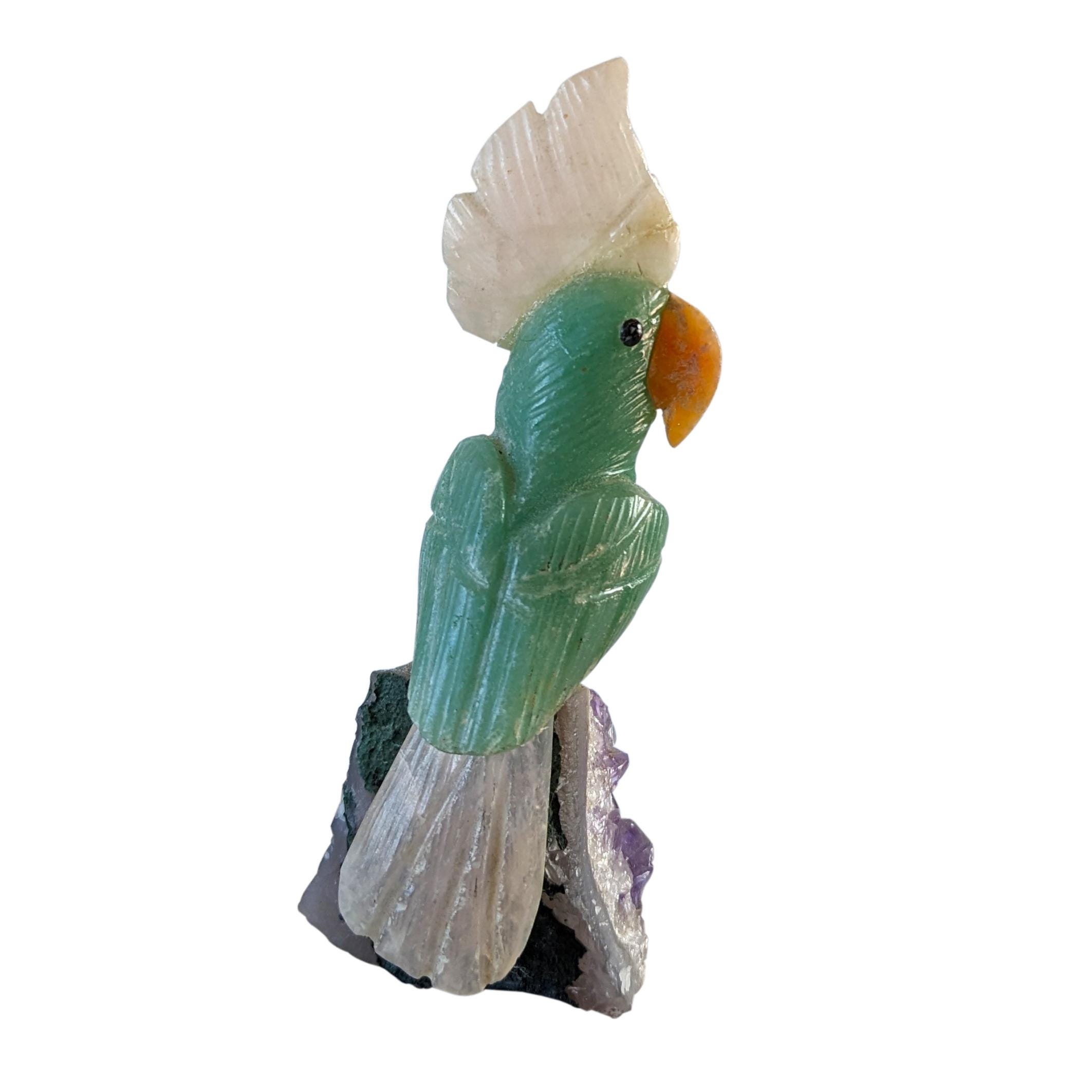 Brazilian Hand Carved Gemstone Cockatoo Bird Figurine - Etsy
