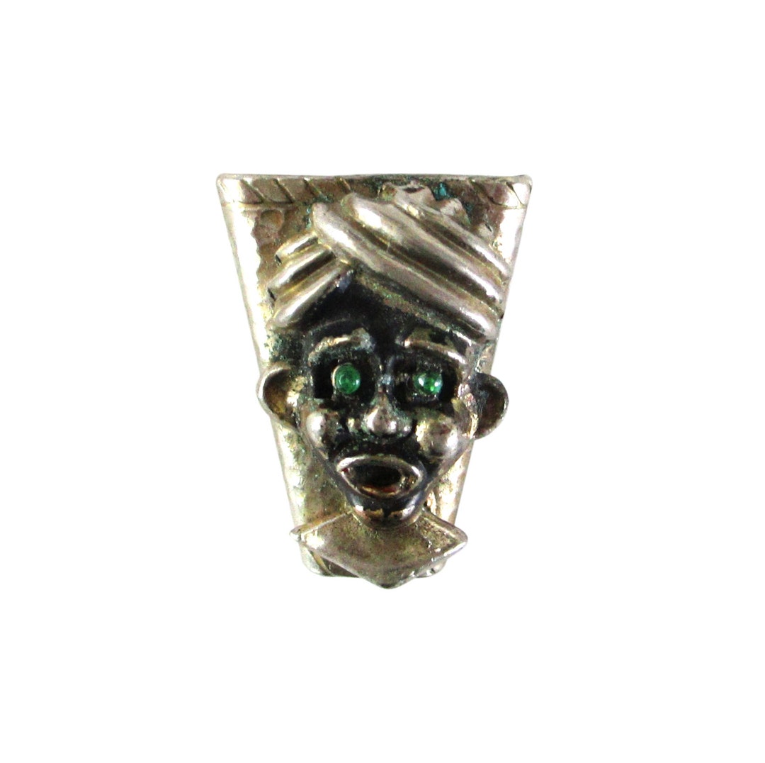 Vintage Silver Tone & Rhinestone Indian Swami Scarf Slide or Bolo Tie ...