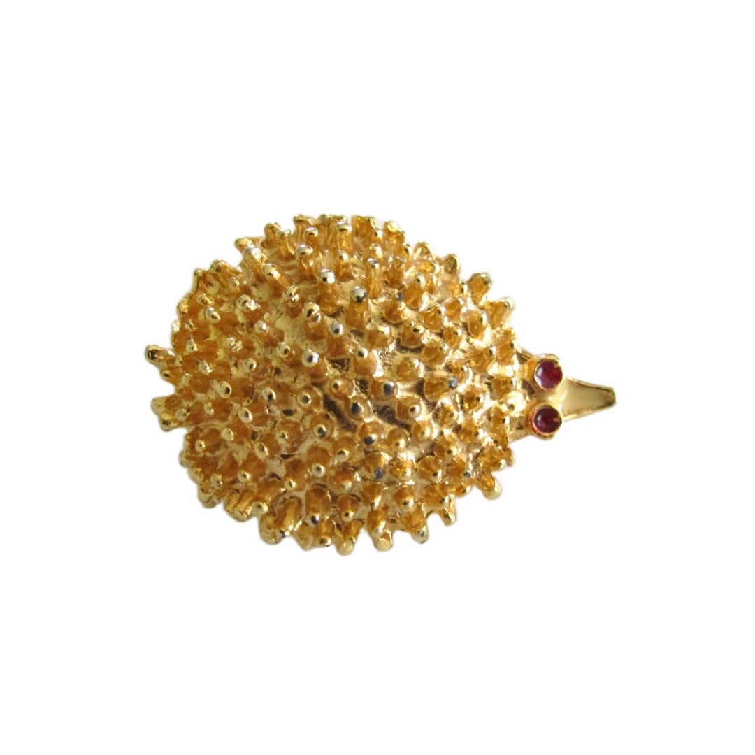 Small Gold Plate & Enamel Figural Hedgehog Brooch Pin - Etsy