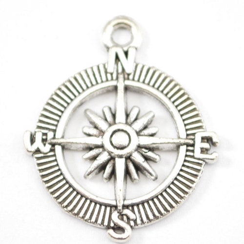 10 Silver Compass Charm 30mm X 25mm Travelling Bulk - Etsy