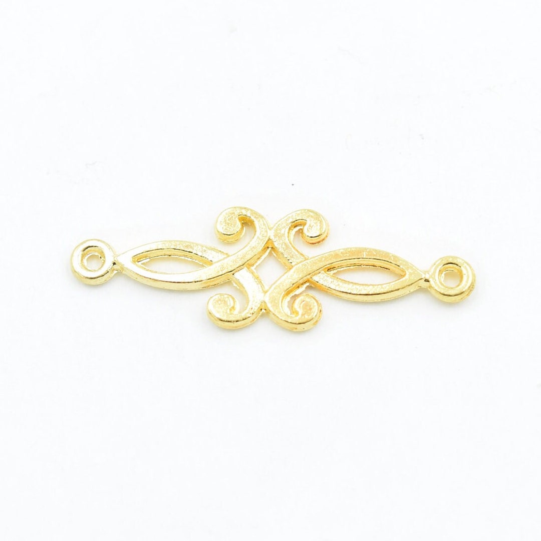 10 Gold Tone Connector Charms, 10mm X 30mm, Bracelet Charm Necklace ...
