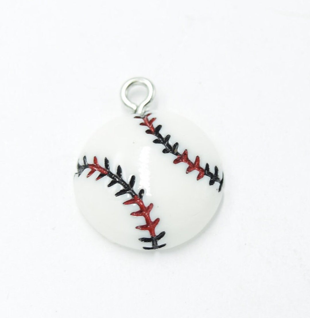 8 White Baseball Charms 20mm X 16mm Baseball With Seams - Bracelet ...