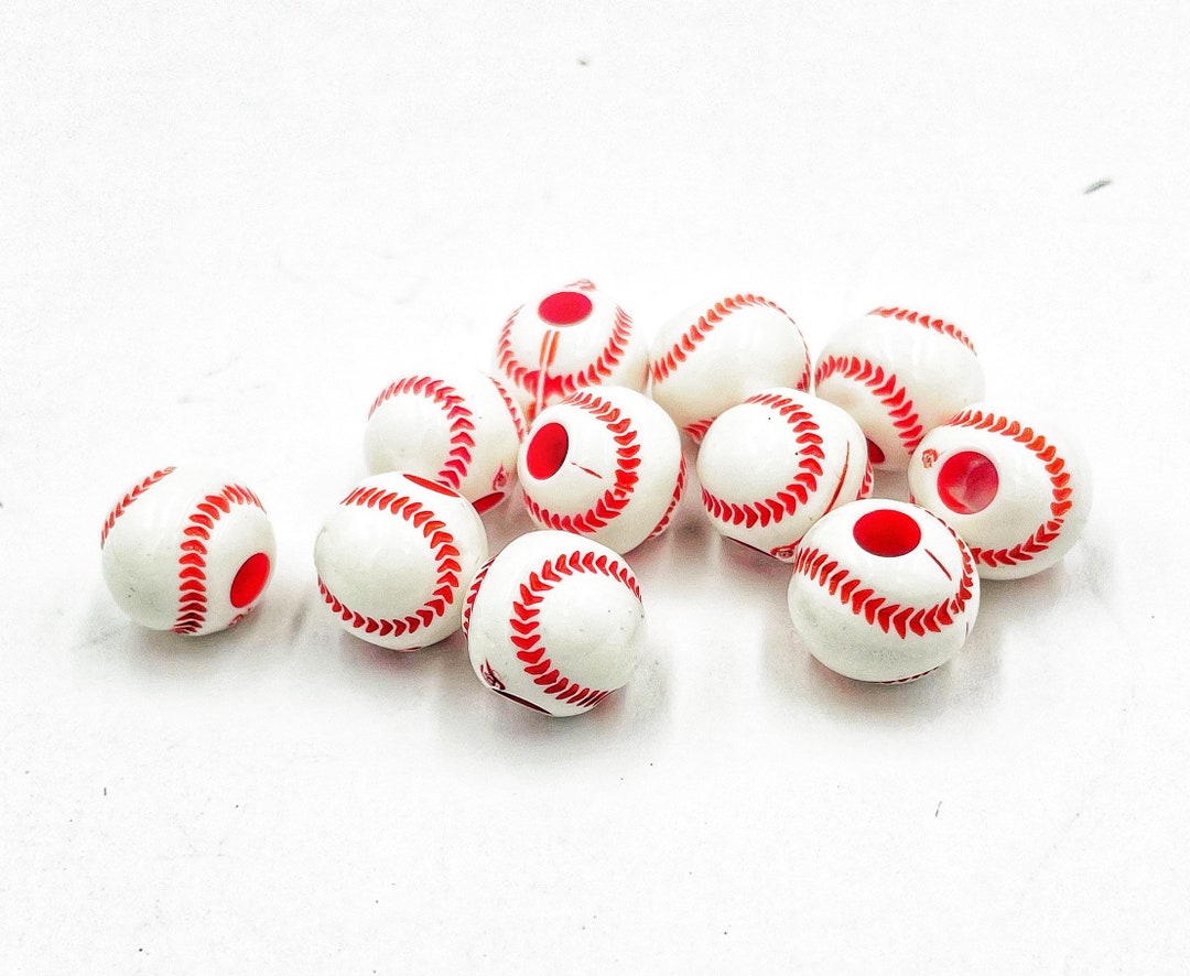 Acrylic Baseball Beads, Baseball Beads, Baseball Bracelet, 30 Pcs, 12mm ...