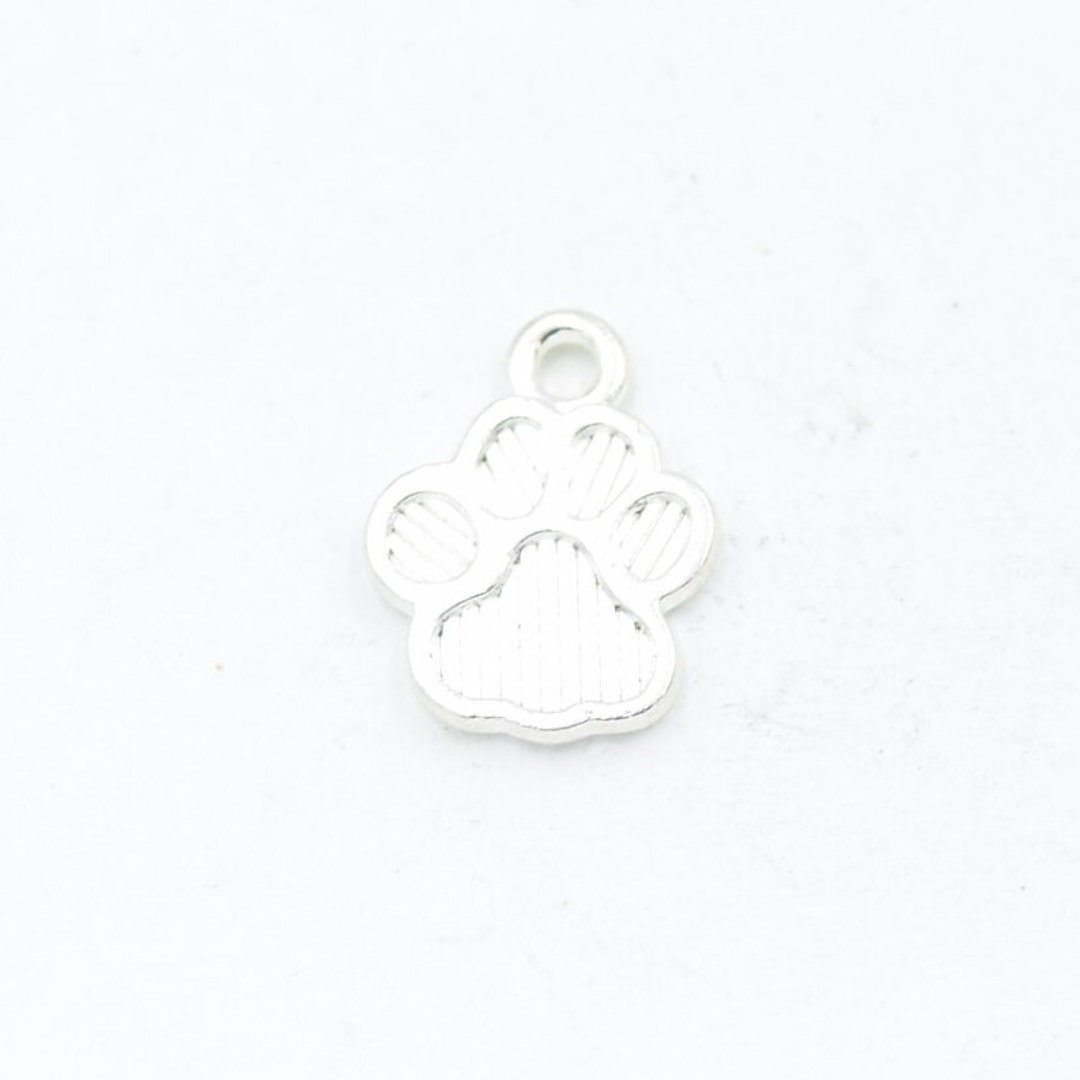 Bright Silver Solid Paw Print Charms, 10pcs, 16mm X 13mm Bracelet Charm ...