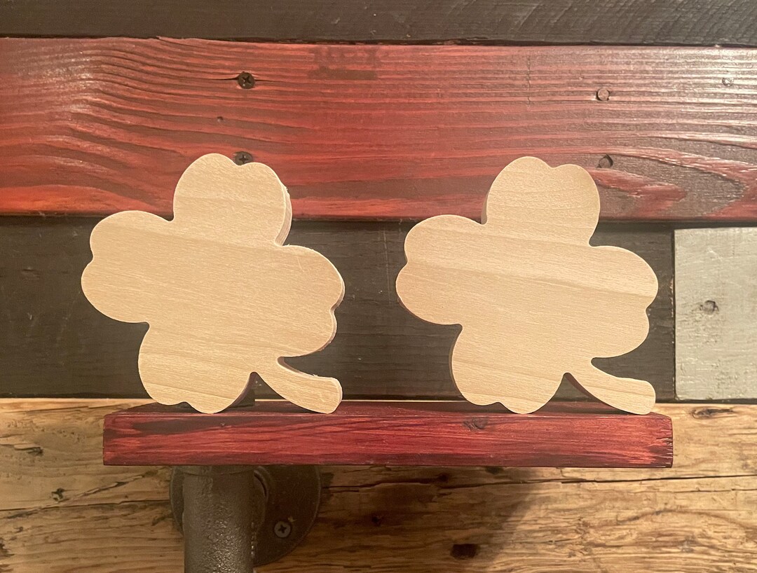 Set of 2 Unfinished Wood Shamrocks, DIY Wood Crafts, St Patricks Day ...