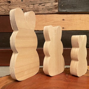 Set of 3 Unfinished Wood Bunnies, DIY Wood Easter Bunnies, Wood Rabbits ...