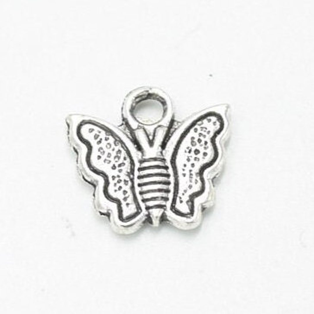 10 Antique Silver Butterfly Charm 13mm X 14mm Insect Charms Animal ...