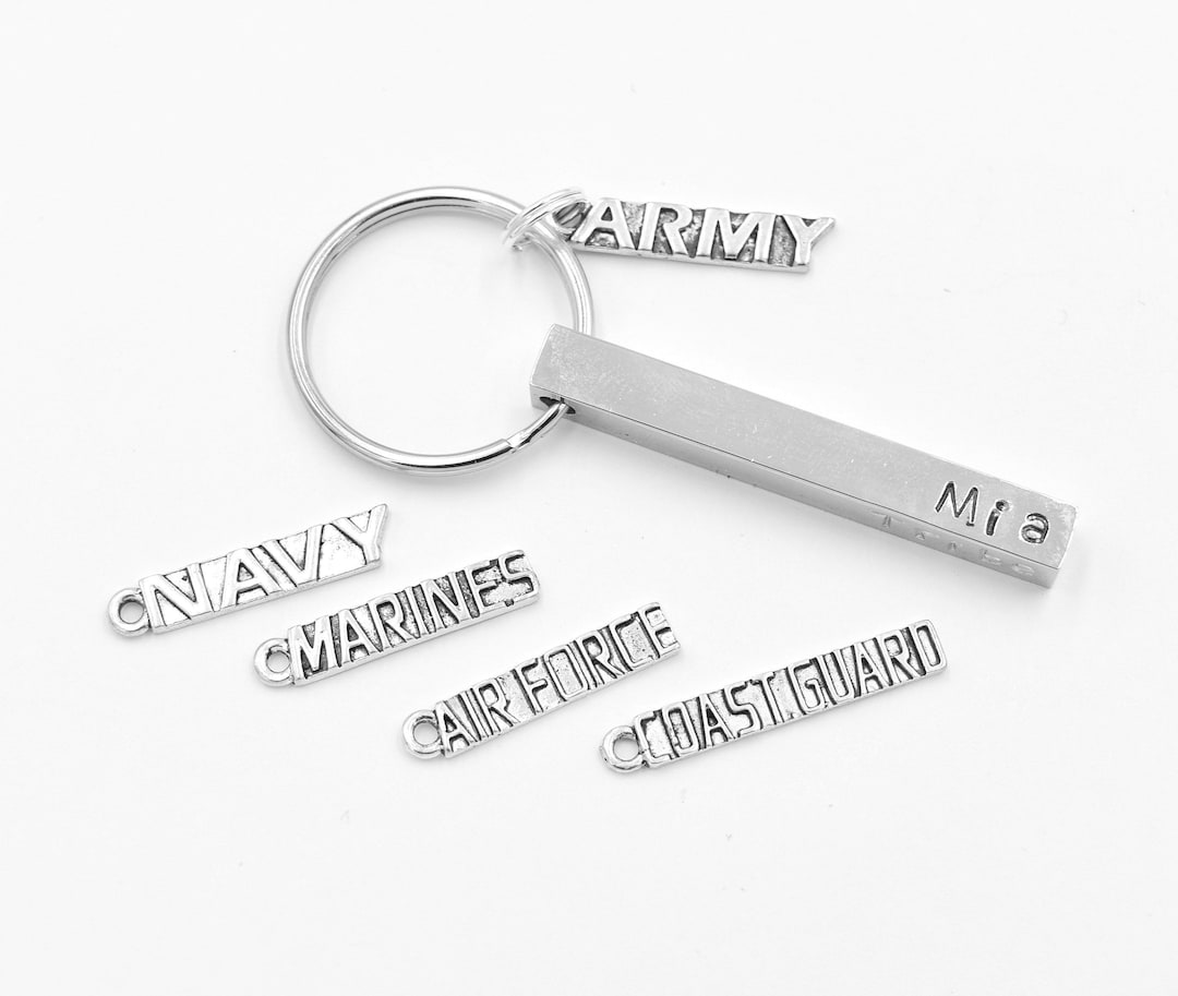 Military Keychain Army, Navy, Air Force, Marines, Coast Guard Name ...
