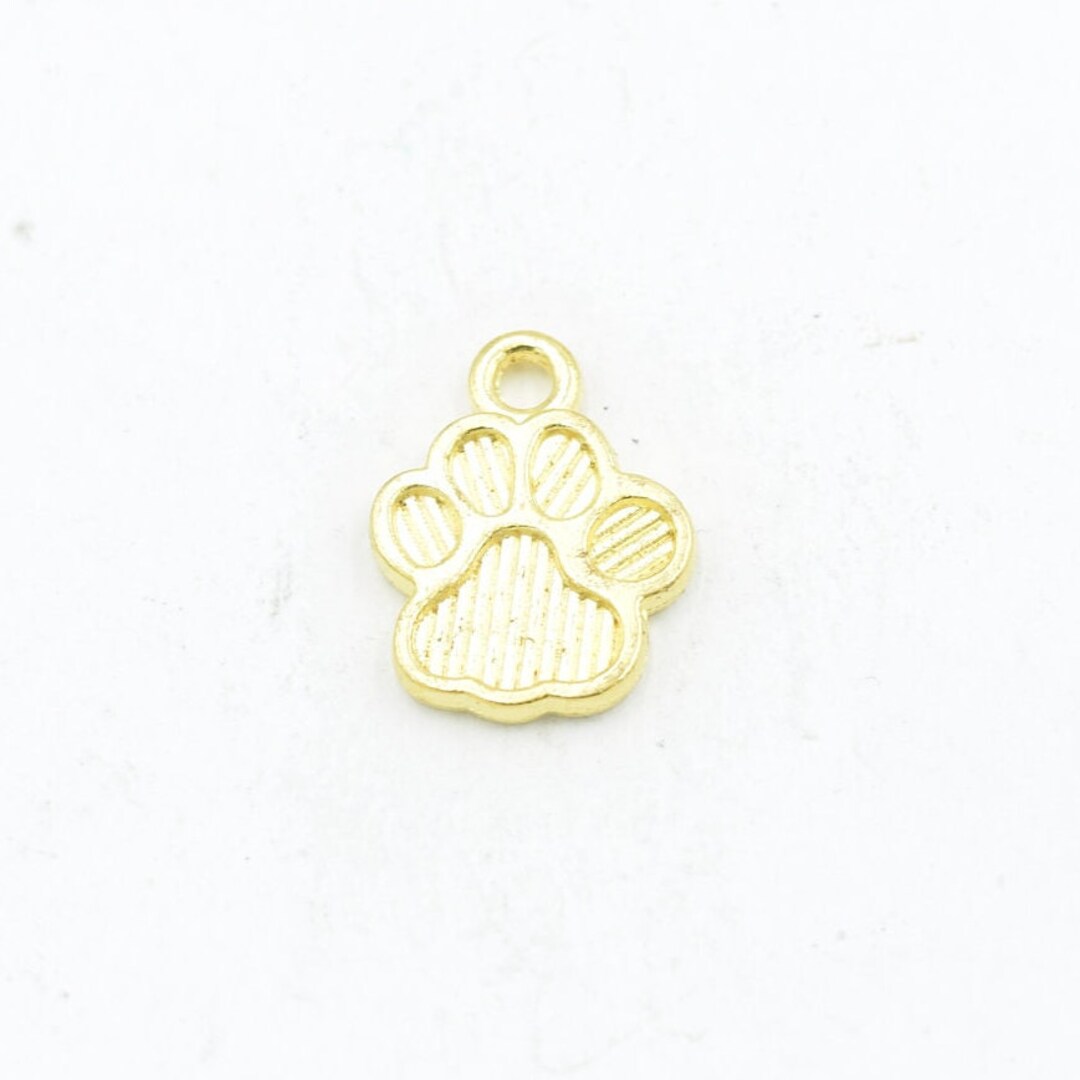 5 Gold Paw Print Charms 15mm X 12mm Bracelet Charm Necklace - Etsy