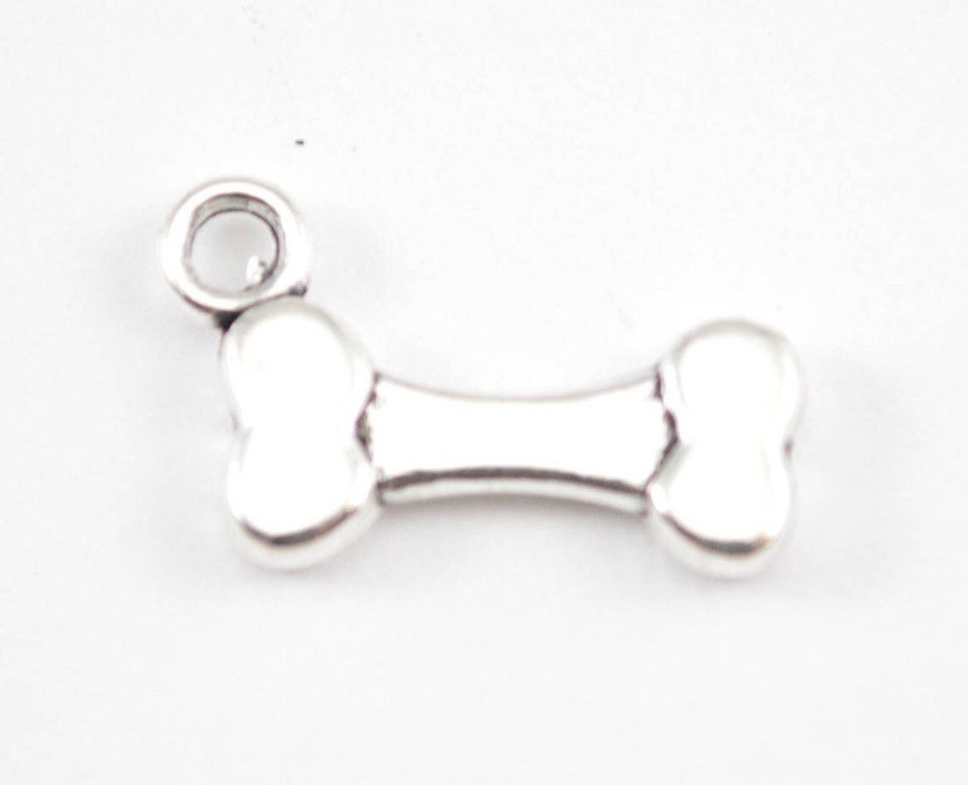 Silver Dog Bone Charms -10pcs - 17mm X 10mm Silver Pet Chams - Pendant ...