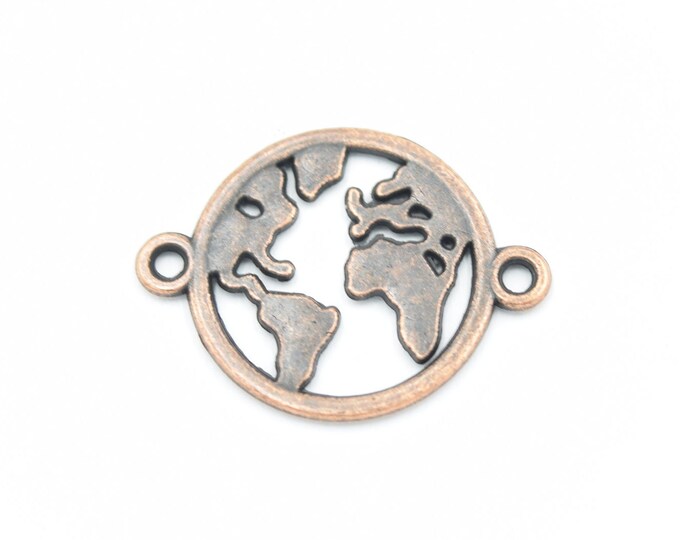 10 Copper World Connector 25mm X 20mm - Antique Copper Bulk Charms ...