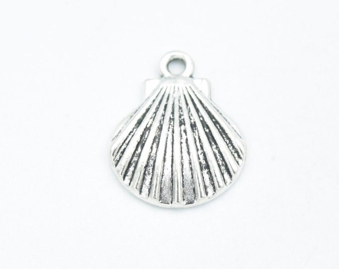 10 Silver Seashell Charms, 17mm X 21mm, Silver Shell, Clam, Oyster ...