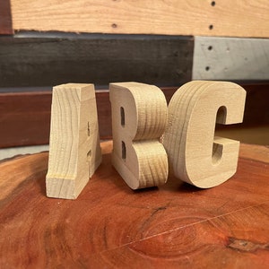 Chunky Wood Block Letters, Unfinished Wood Letters 2 3/4 Tall X 2 3/8 ...
