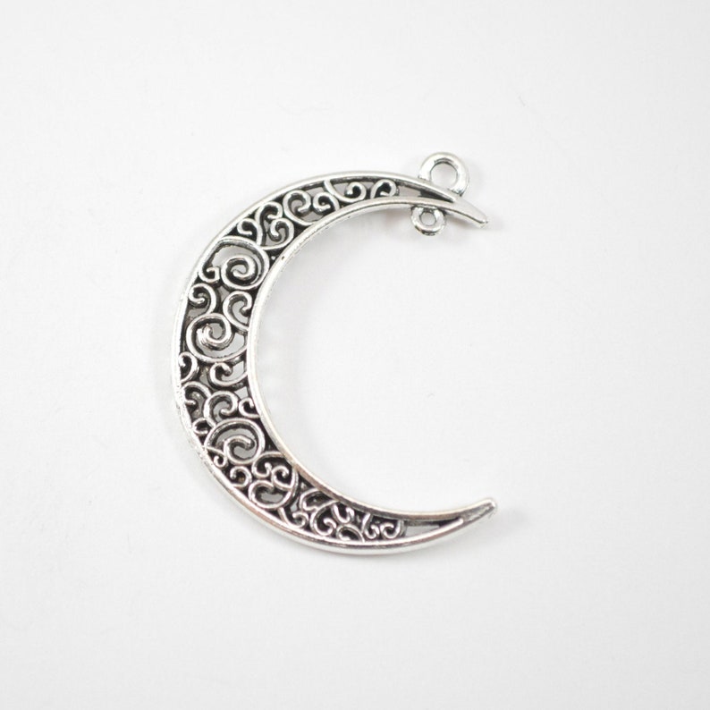 Silver Crescent Moon Charms 10pcs Antique Silver 40mm X - Etsy