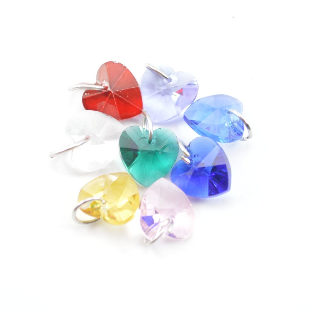 Heart Shaped Birthstone Charms - 10mm - Acrylic - Jewelry Supplies ...