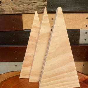 Set of 3 Solid Pinewood Trees, Unfinished Wood, Medium Tree Shapes ...