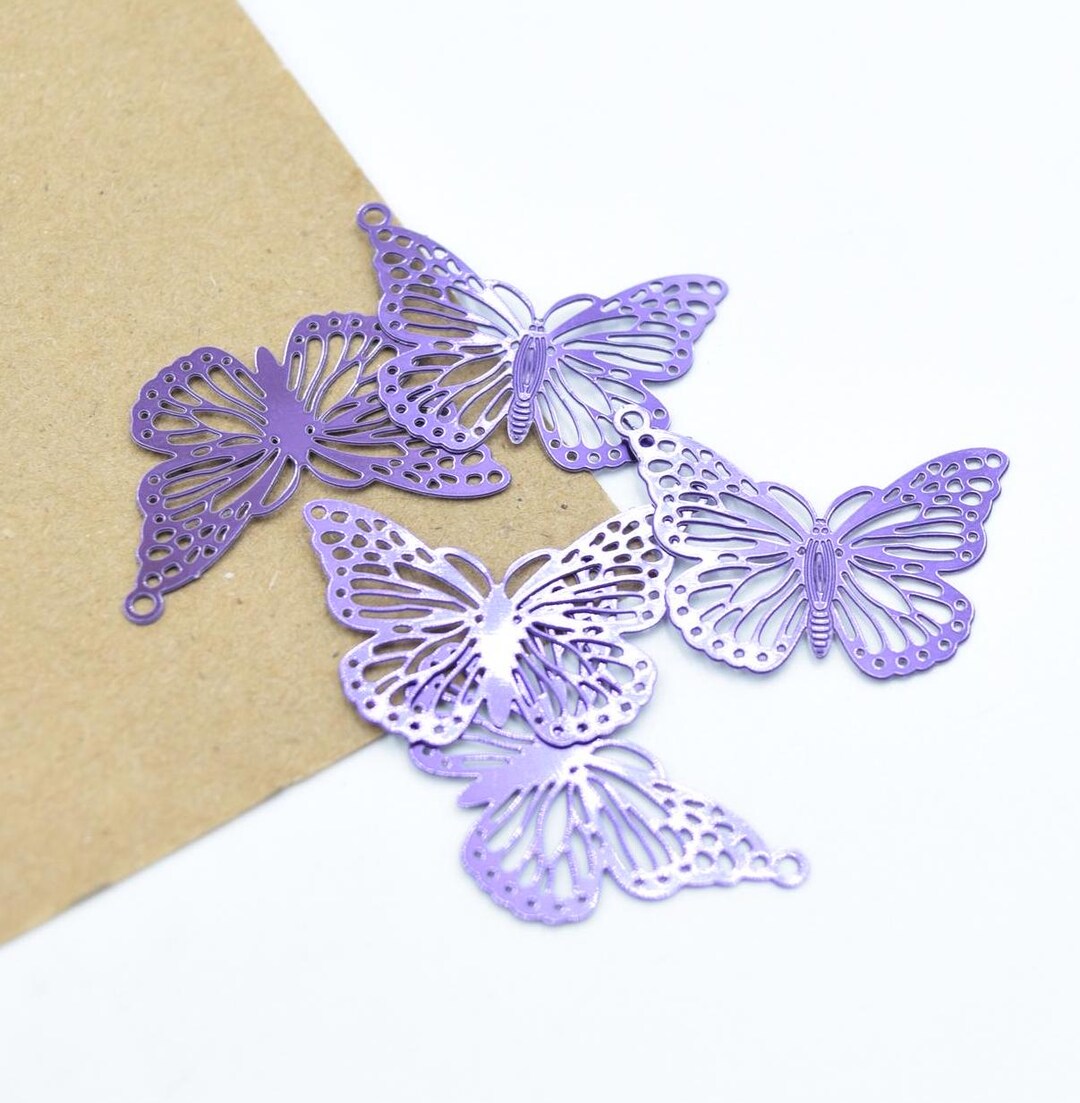 10 Purple Butterfly Charms - 27mm X 20mm - Insect Charms - Animal ...