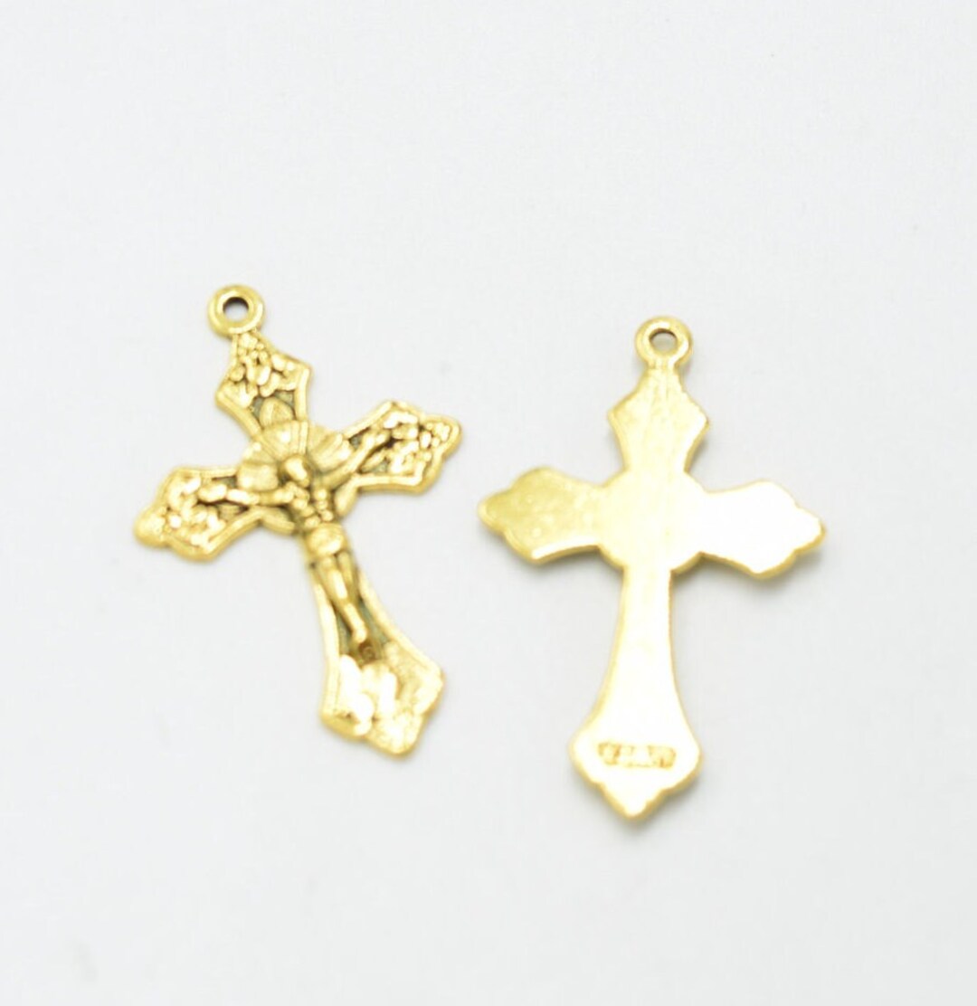 10 Gold Cross Charms 28mm X 18mm Gold Tone Charm Bracelet Charm ...