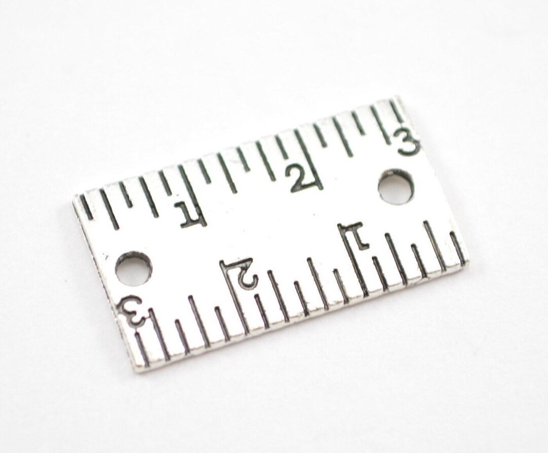 10 Silver Ruler Connector Charms 12mm X 22mm Yard Stick Sewing Crafting ...
