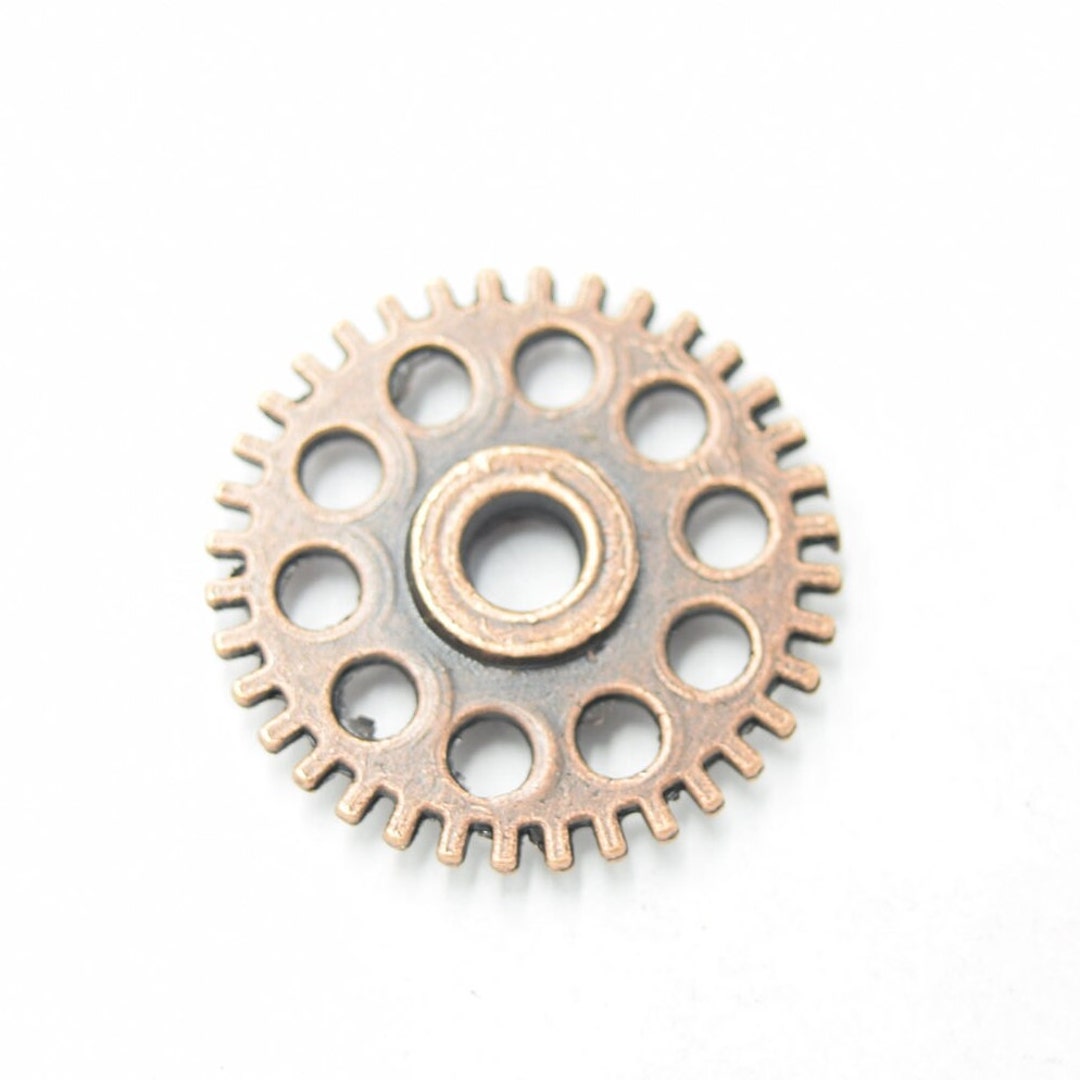10 Antique Copper Gear Charms, 25mm Antique Copper Bracelet Charm ...