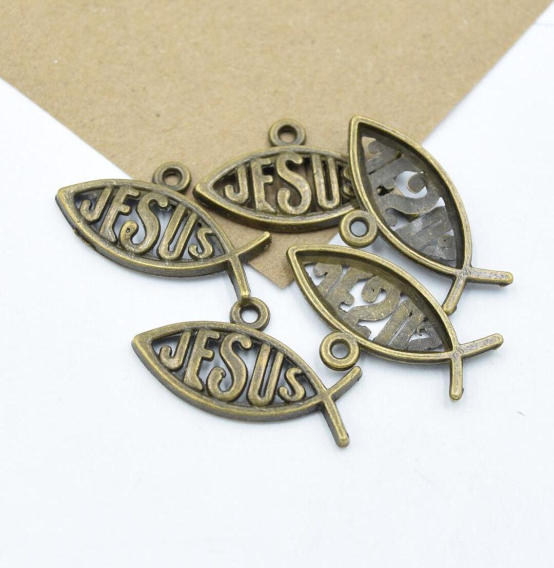 10 Jesus Fish Charms Bronze Tone 13mm X 24mm B58 - Etsy