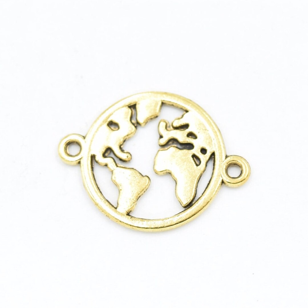 10 Antique Gold Tone World Connector 25mm X 20mm D168 - Etsy