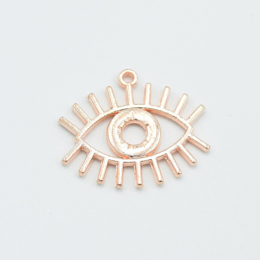 10 Rose Gold Eye With Eyelashes Charms 27mm X 23mm Charm Bracelet Charm ...