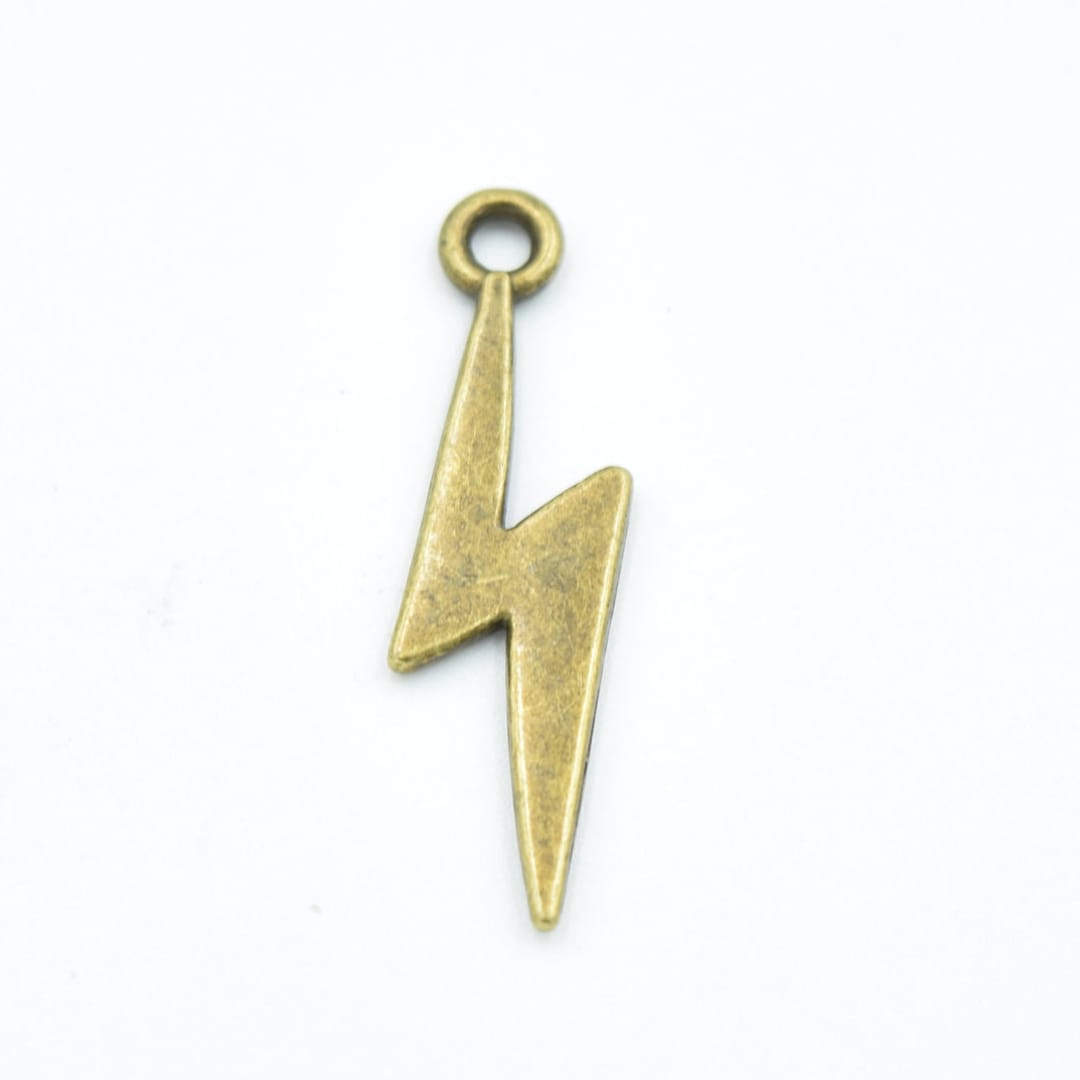 10 Bronze Lightning Bolt Charms, 30mm X 8mm, SHIPS FROM USA, Bronze ...