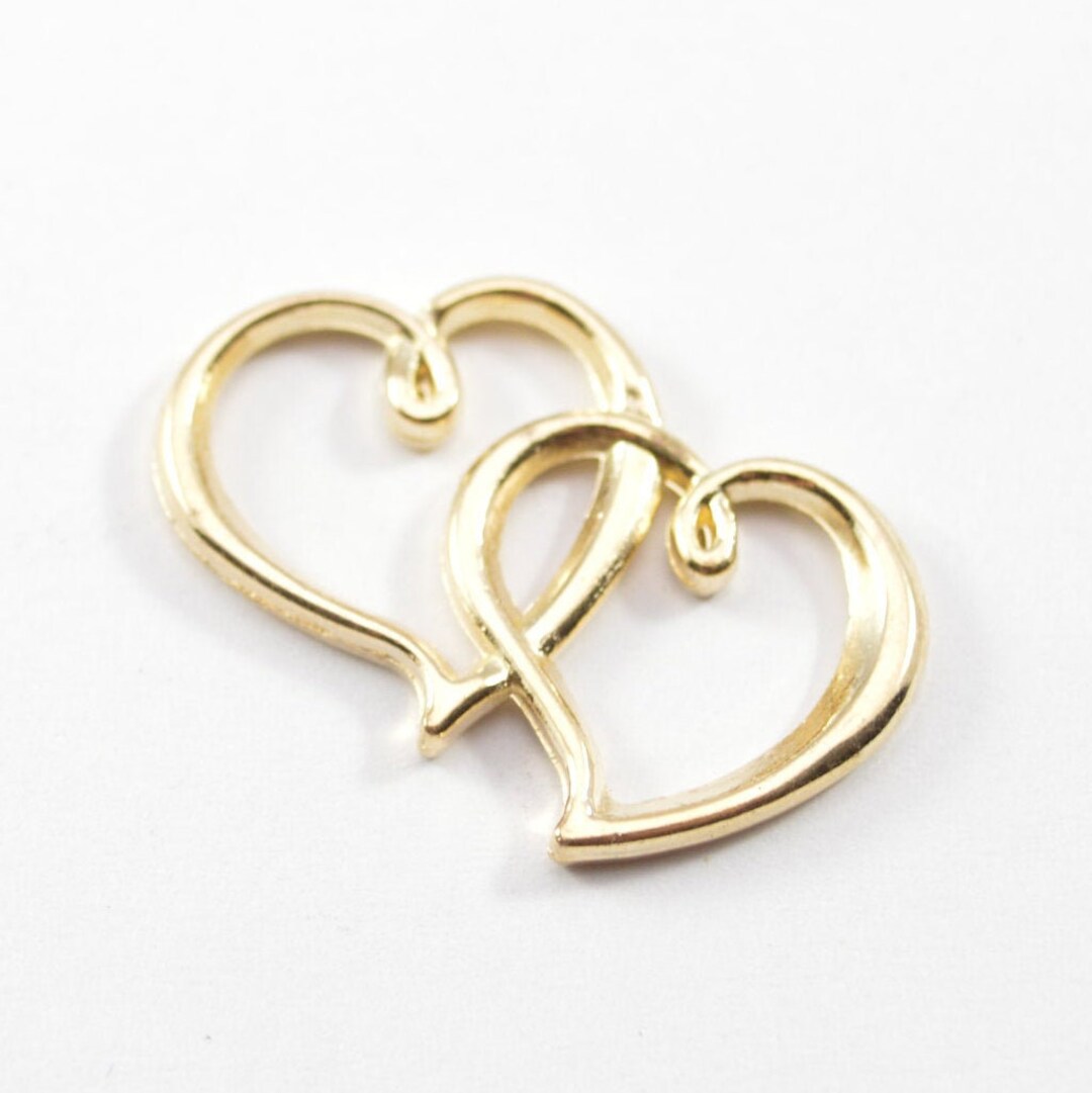 Gold Tone Double Heart Charm Connector,10pcs, 24mm X 31mm, B81 - Etsy