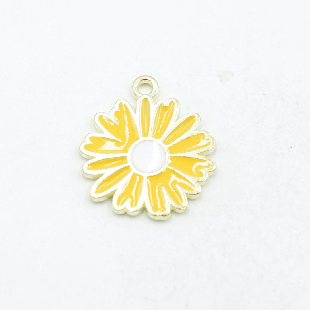 10 Yellow and Gold Flower Charms, 18mm X 17mm, Gold Tone Charm ...