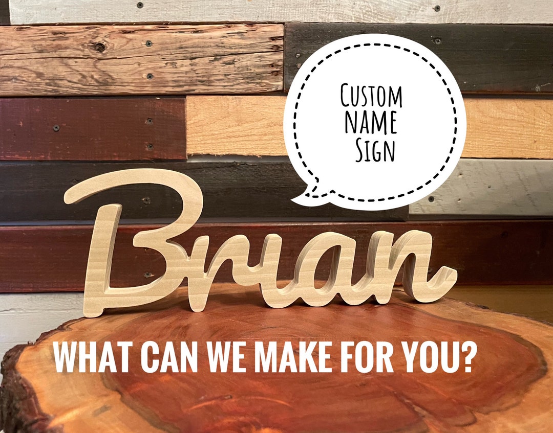 Unfinished Wood Script Name Sign, Custom Sign, Name Decor, Cursive Name ...
