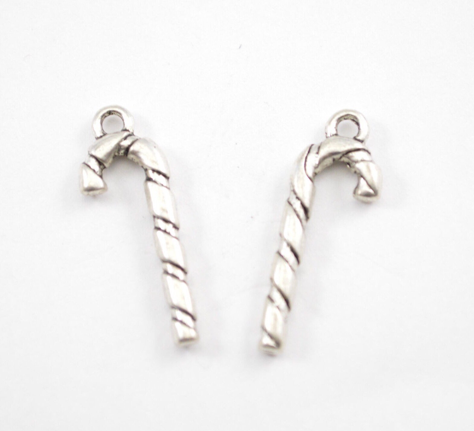 Silver Candy Cane Charms 10pcs 9mm X 27mm Christmas - Etsy