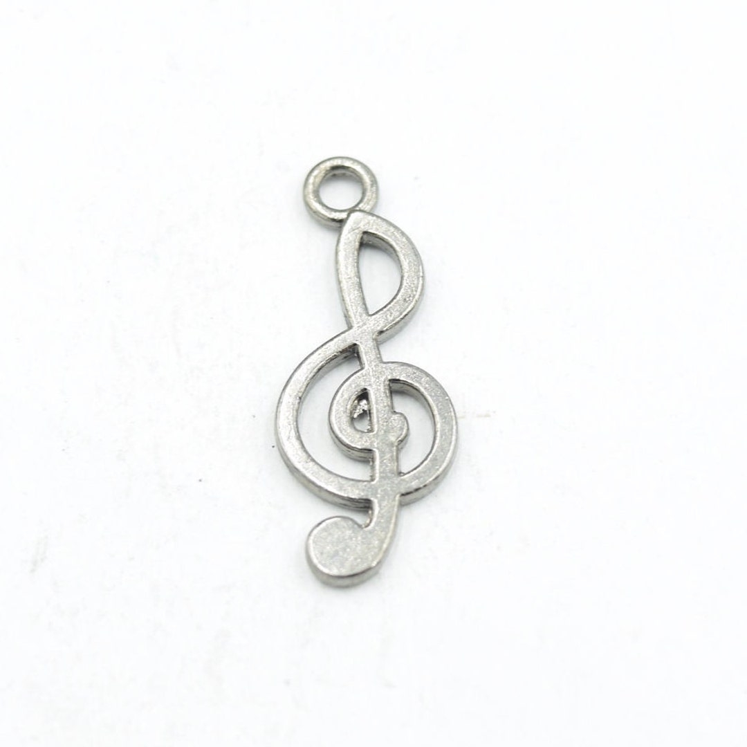 10 Gun Metal Gray Treble Clef Charms, 25mm X 11mm, Music, Band, Bulk ...