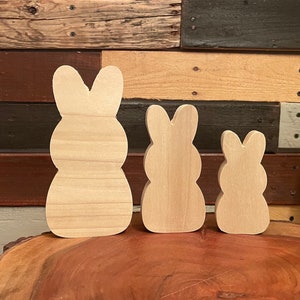 Set of 3 Unfinished Wood Bunnies, DIY Wood Easter Bunnies, Wood Rabbits ...