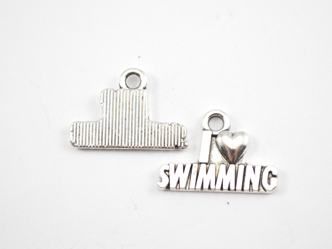 10 I Love Swimming Charms Silver 22mm X 14mm Bracelet Charms Bulk ...