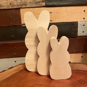 Set of 3 Unfinished Wood Bunnies, DIY Wood Easter Bunnies, Wood Rabbits ...