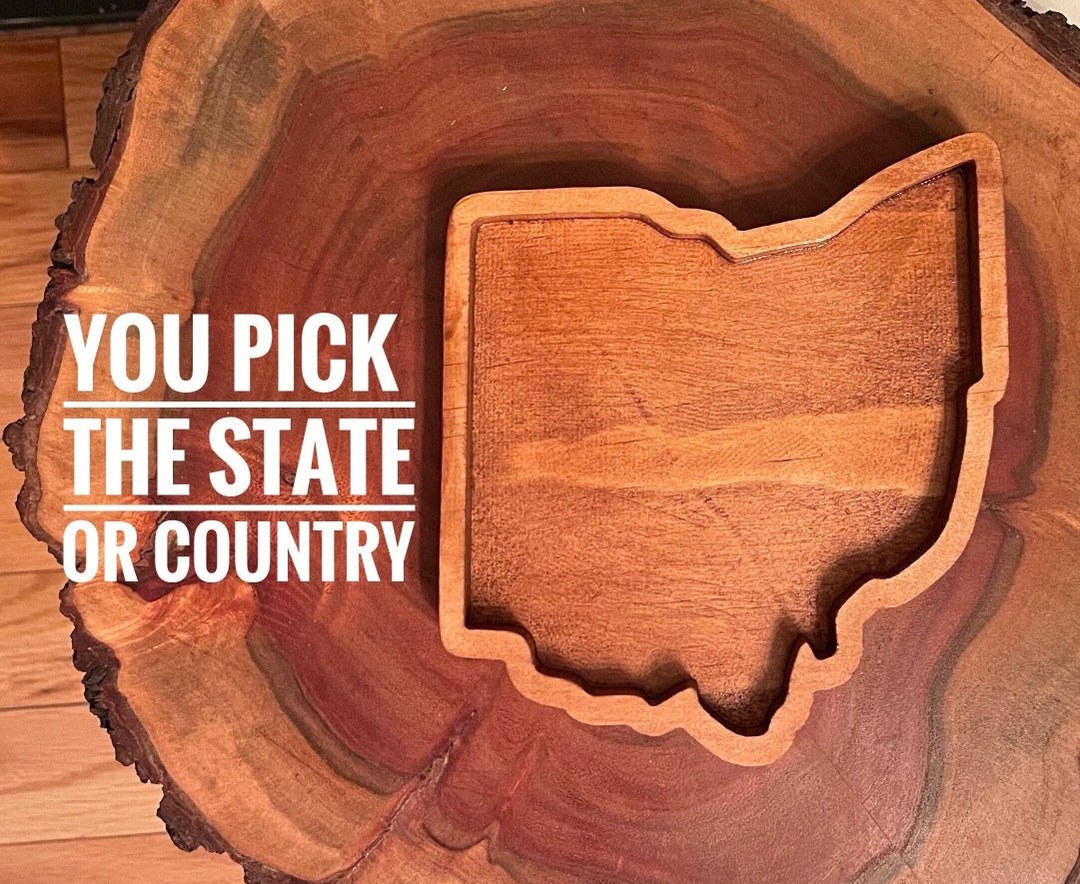 You Pick Your State Wood Tray, Stained Wood State Trinket Bowl ...